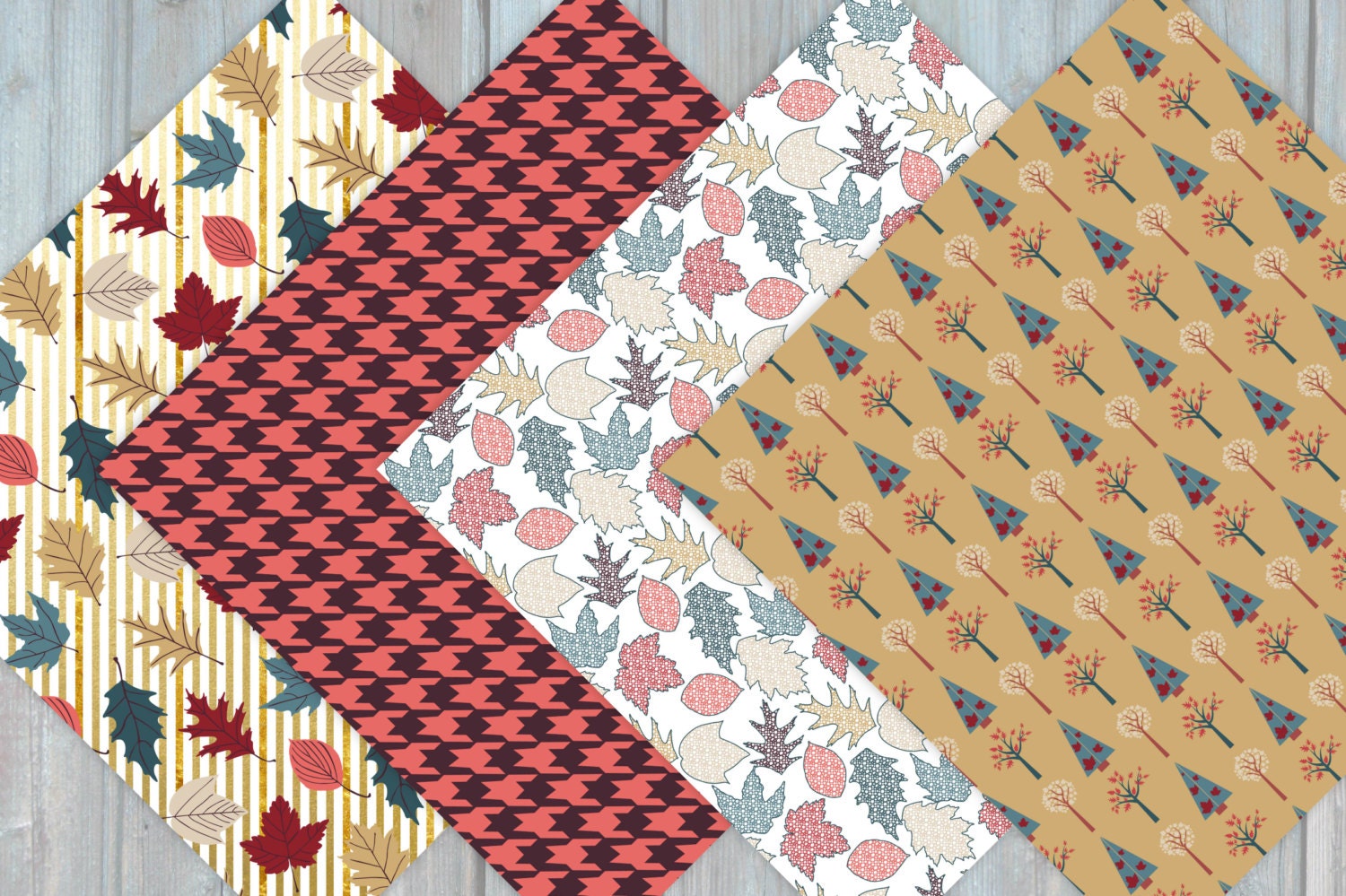 Autumn Digital Paper: fall Leaves Fall Patterned | Etsy