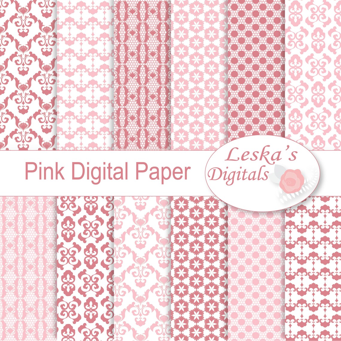Pink Digital Paper: pink Scrapbook Paper Pink - Etsy