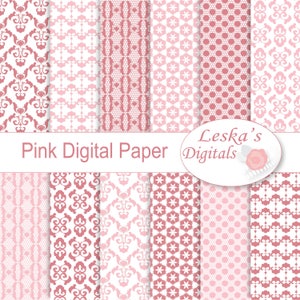 Pink Digital Paper: "pink Scrapbook Paper" Pink Lace, Scrapbook Paper ...