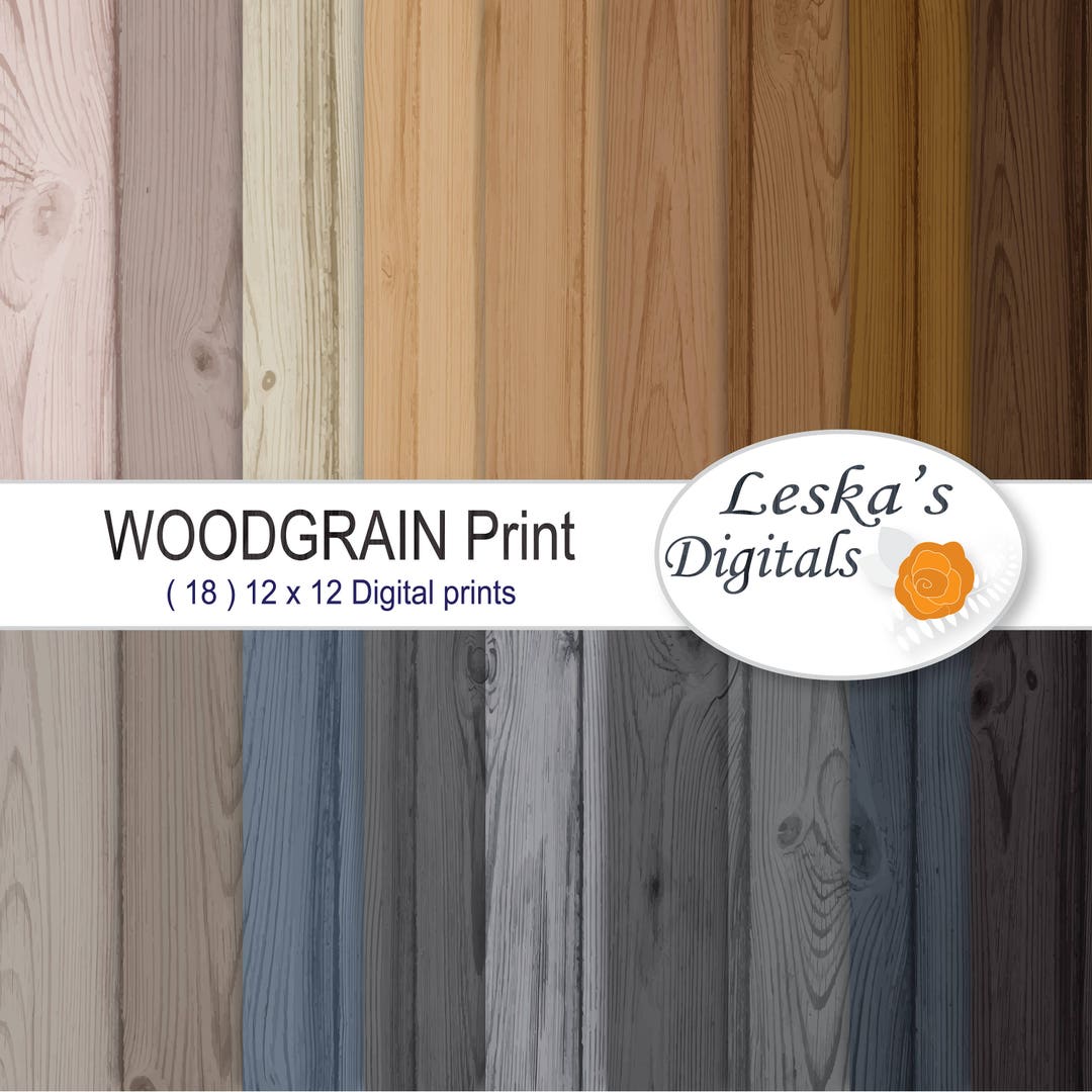 Woodgrain Digital Paper "wood Background" 18 Digital Scrapbook Papers ...