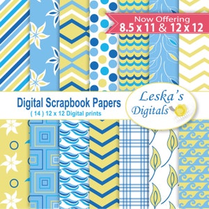Sea Digital Paper: Blue and Yellow Nautical Digital Paper, Nautical ...
