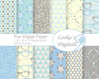 Spring Digital Paper Geometric Designs Scrapbook Paper Pack | Etsy