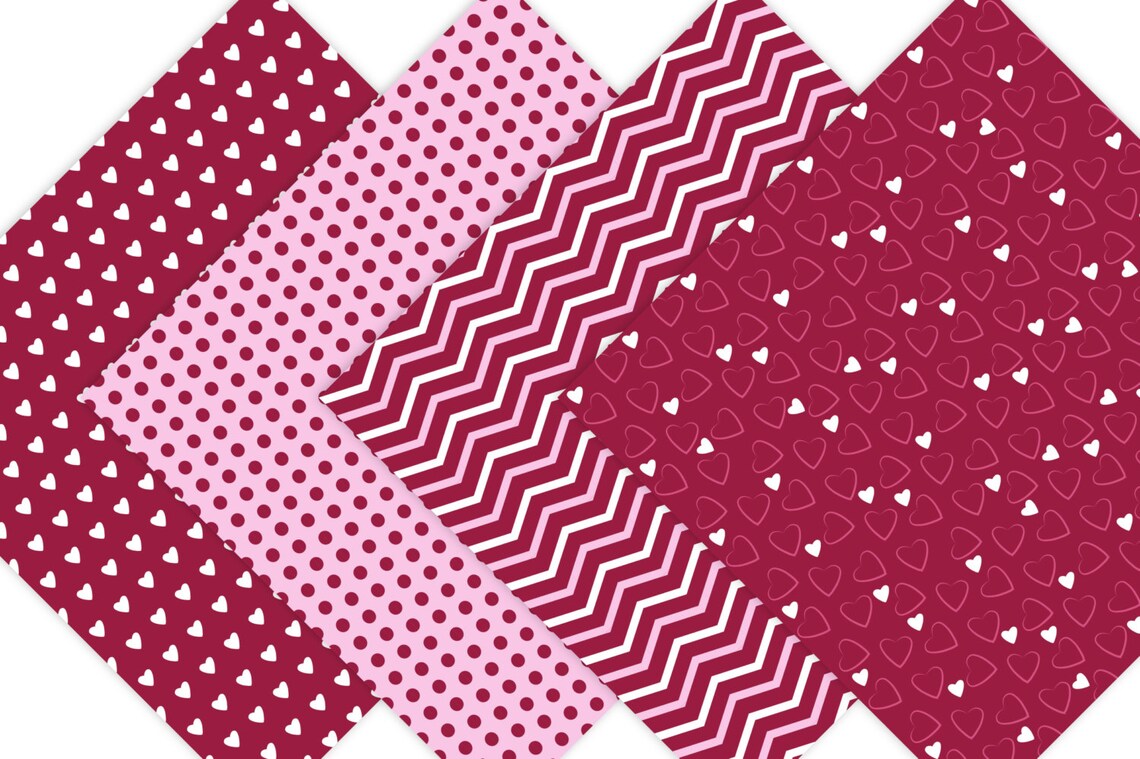 Valentine Digital Paper, Heart Digital Backgrounds, Pink Digital Paper ...