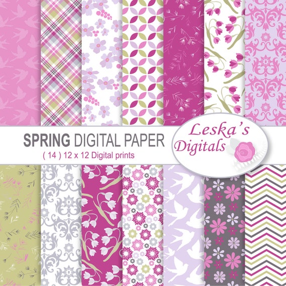 Spring Floral Digital Scrapbook Paper Spring Paper Pack - Etsy