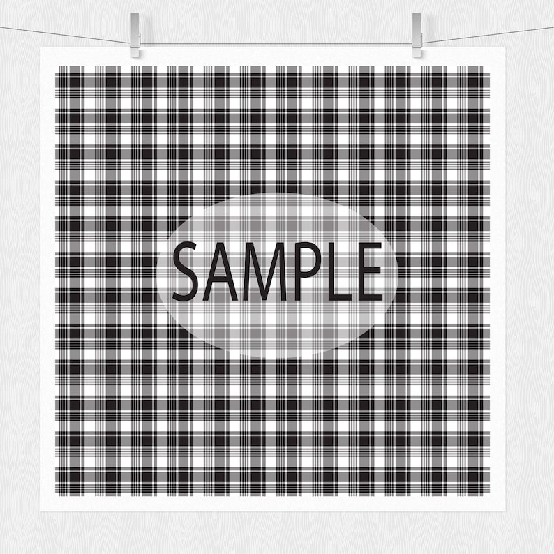 Black Plaid Digital Scrapbook Paper Pack, Diagonal Plaid, Black and ...