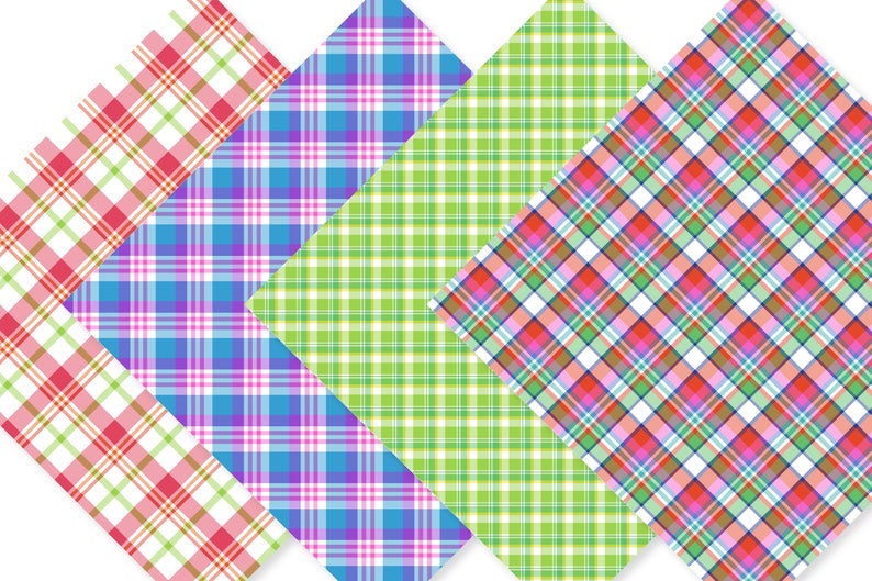 Digital Scrapbooking Plaids Colorful Bright Plaid Digital - Etsy