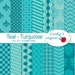 Turquoise Digital Paper, "turquoise" Scrapbook Patterned Paper, Digital ...