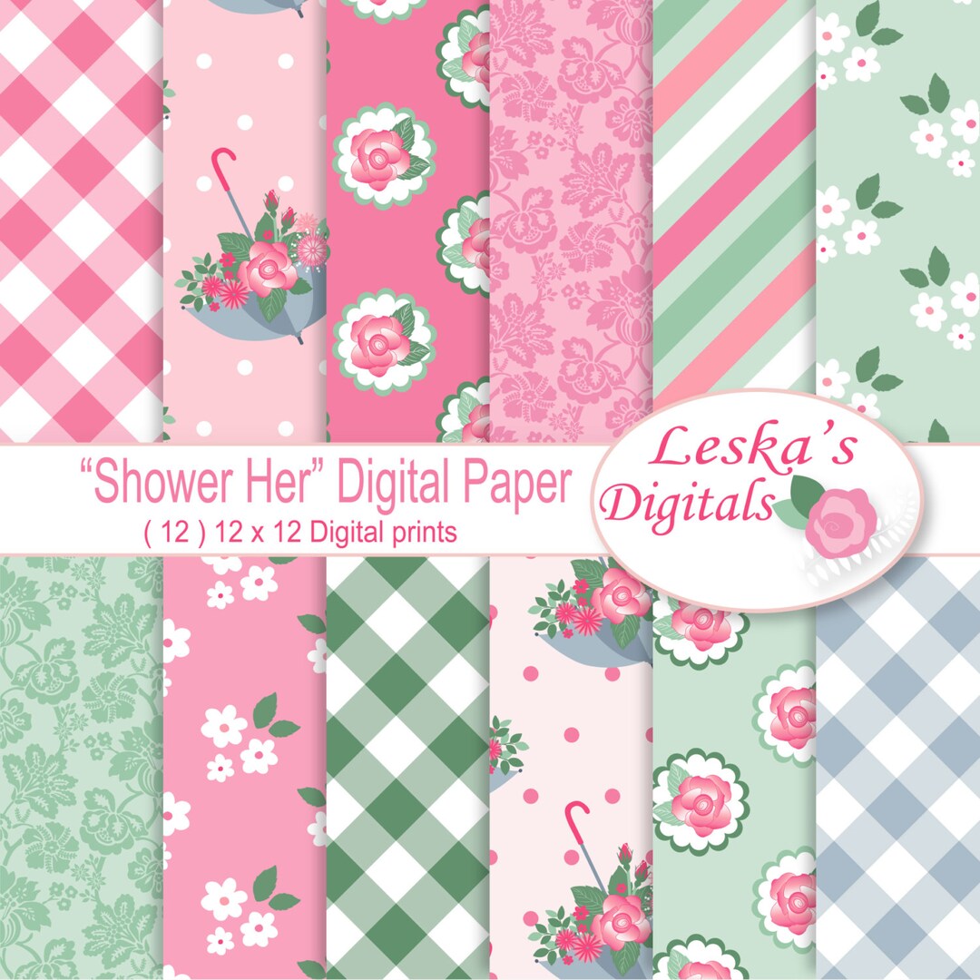 Digital Scrapbook Paper "pink DIGITAL Paper" Bridal Shower & Baby ...