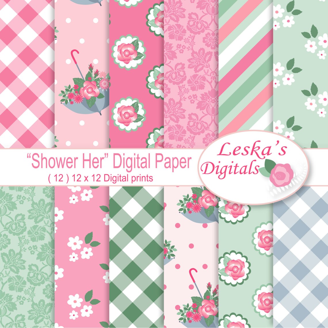 Digital Scrapbook Paper pink DIGITAL Paper Bridal | Etsy