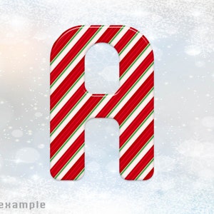 Christmas Alphabet "candy CANE Letters" Peppermint Clip Art, Digital ...