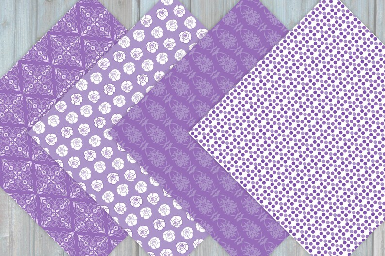 Purple Digital Paper: "purple Damask" Background Paper, Scrapbooking ...
