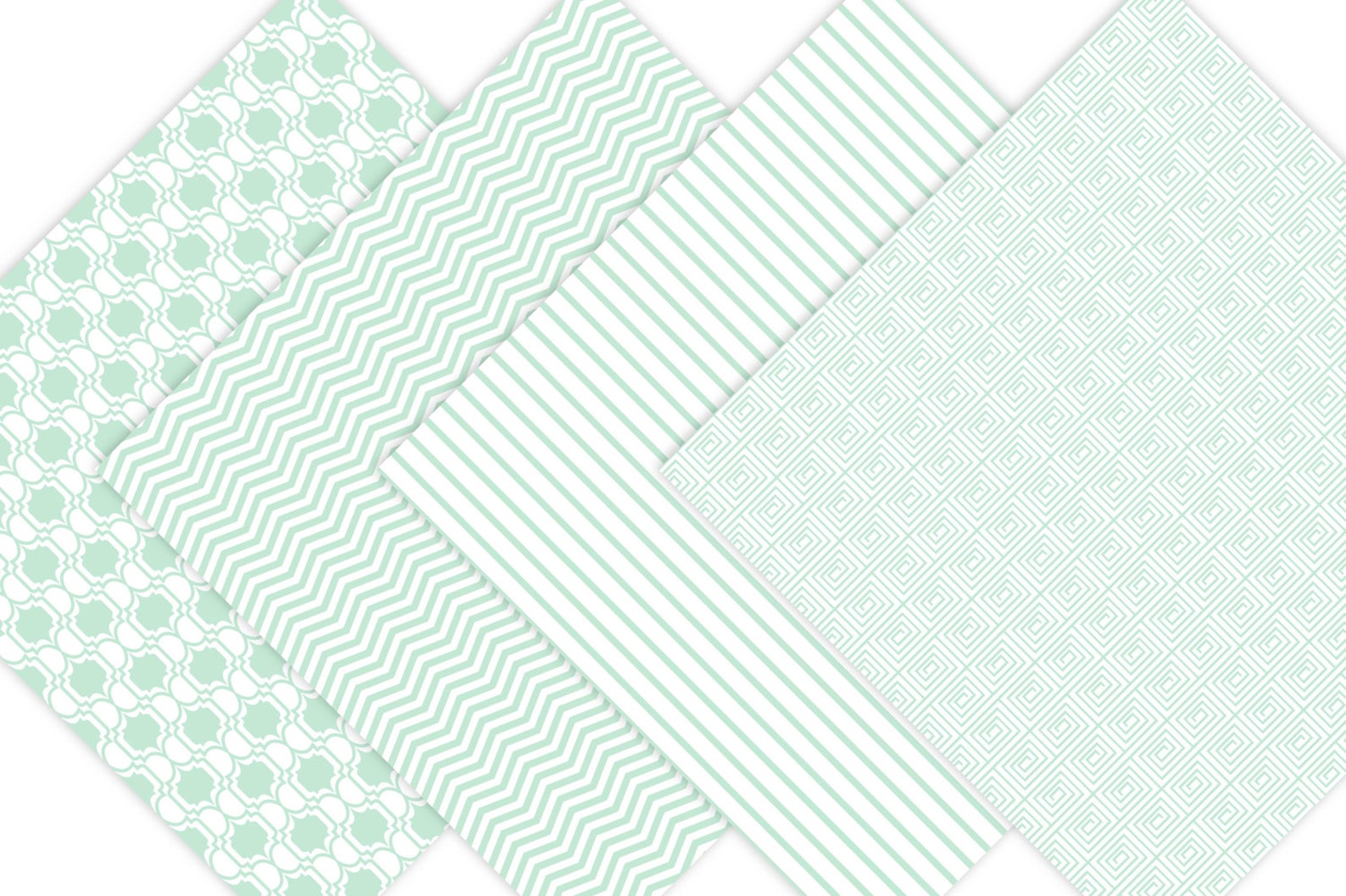 Mint Digital Paper MINT Green Scrapbook Paper Pack Digital - Etsy