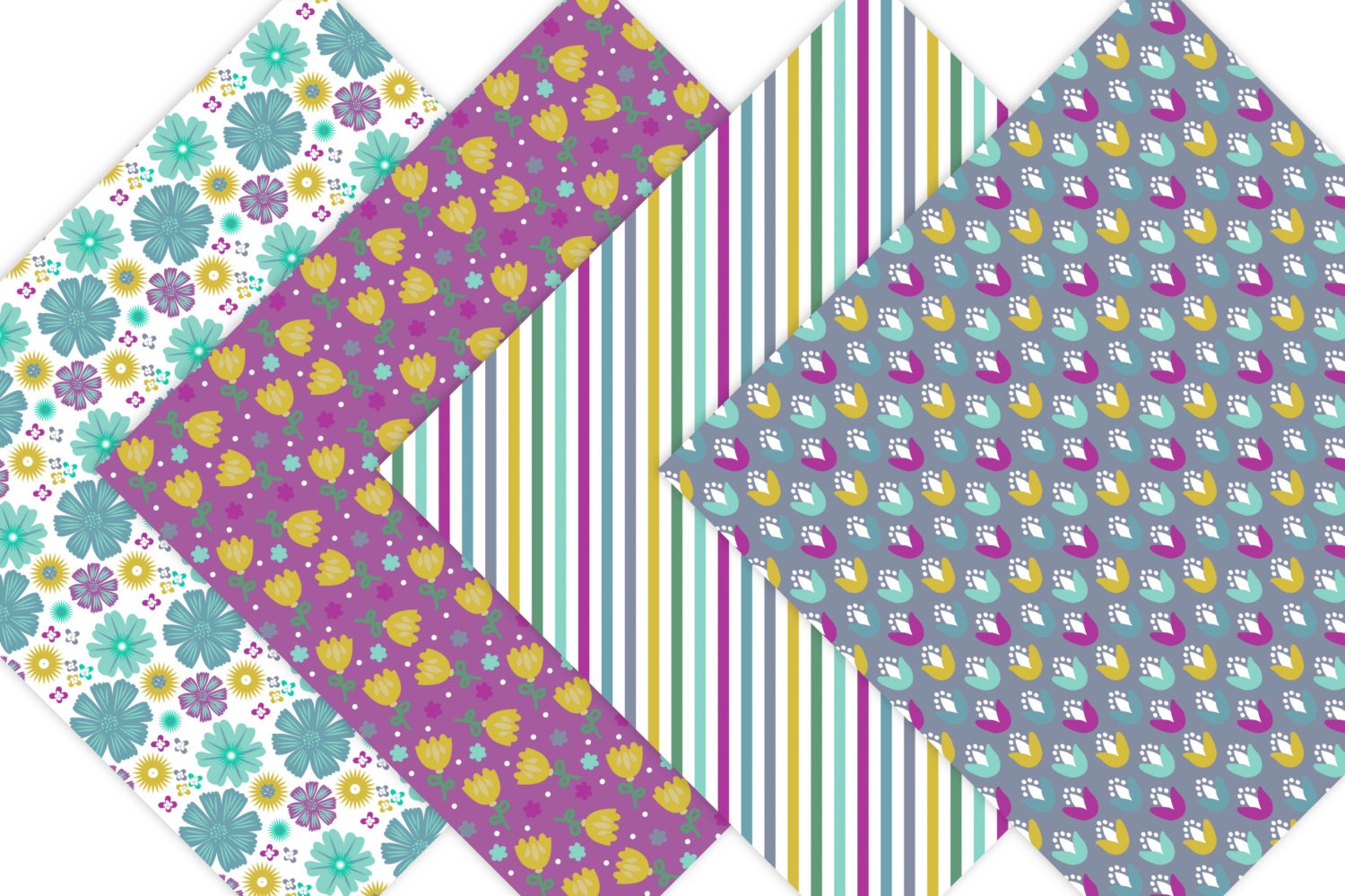 FLORAL DIGITAL PAPER, Floral Background Printable Paper - Digital ...