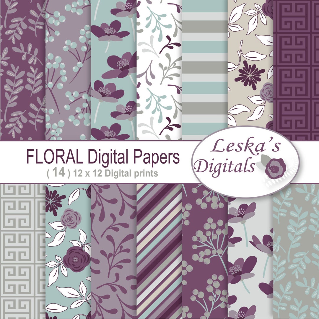 Floral Digital Paper "spring Flowers" Floral Patterned Paper, Hand ...