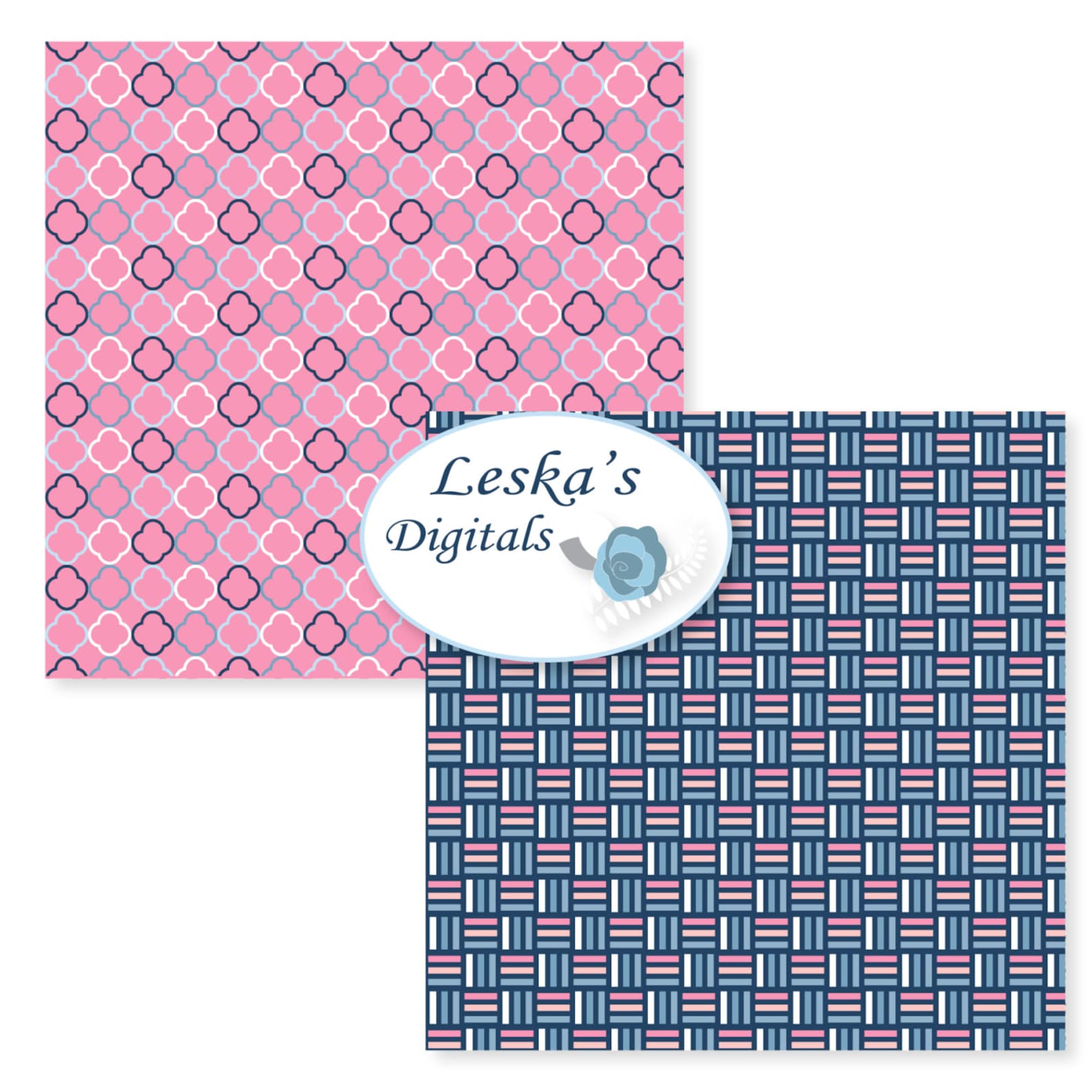 Digital Paper Pack Set Colorful Chevron Polkadots Quatrefoil - Etsy
