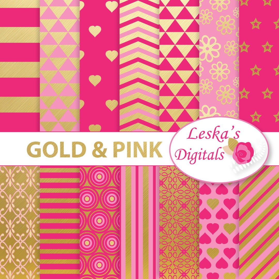 Pink and Gold Digital Paper: "pink and Gold Background" Princess ...