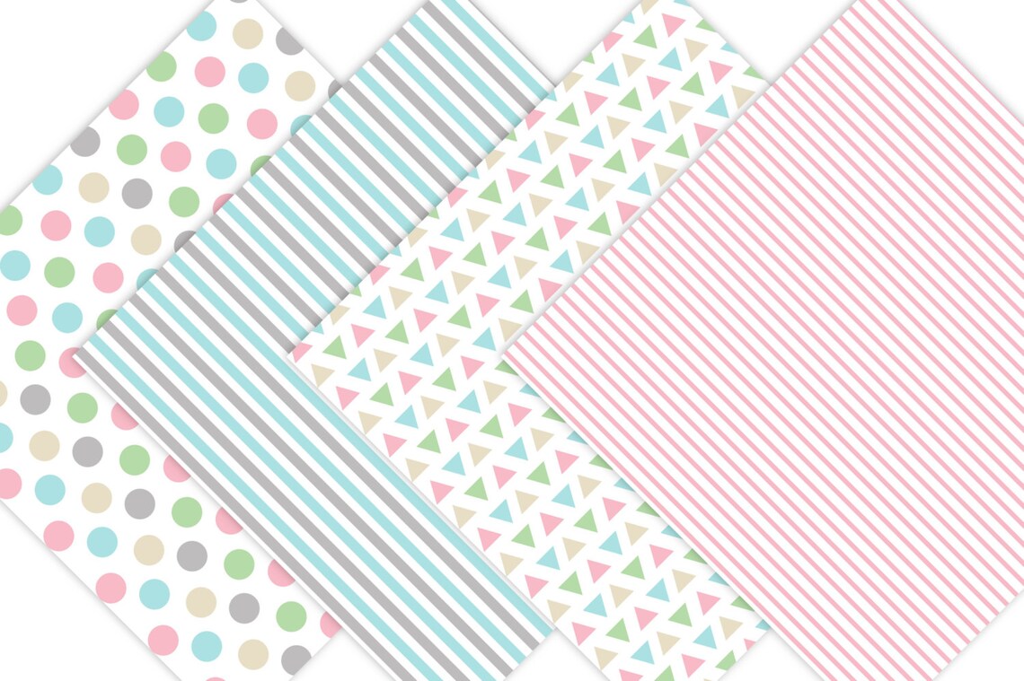 Pastel Scrapbook Paper Pack, Digital Scrapbook Paper In: Triangles ...