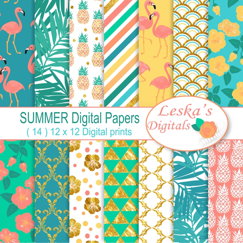 Summer Digital Papers summer Scrapbook Paper Pack | Etsy