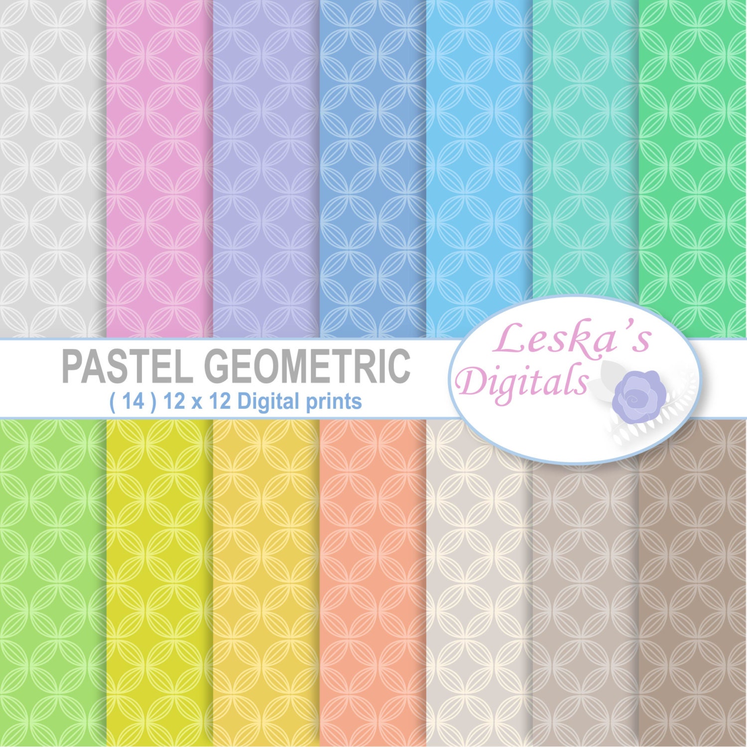Geometric Pastel Digital Paper pastel Scrapbook - Etsy
