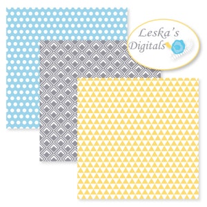 Geometric Digital Paper Background, Geometric Scrapbooking Paper, Blue ...
