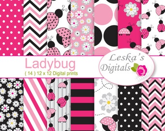 Ladybug Digital Papers Scrapbook Paper for Commercial Use | Etsy