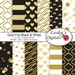 Gold Foil Digital Paper - Gold Black and White Digital Paper - Gold ...