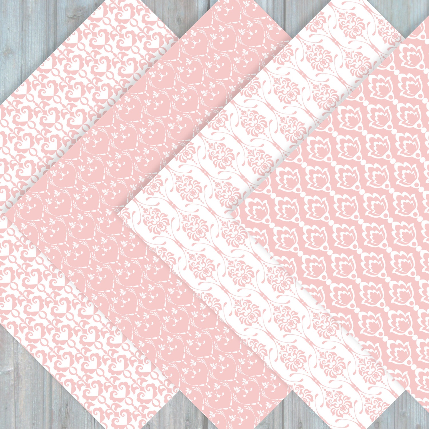 Pink Damask Digital Scrapbook Paper rose Quartz - Etsy