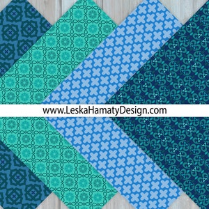 MOROCCAN Digital Scrapbook Paper - BLUE GREEN Moroccan, Middle Eastern ...