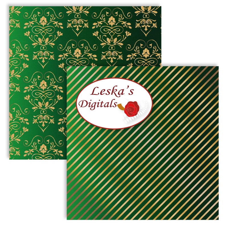 Green Digital Paper Green and Gold Textured Backgrounds | Etsy