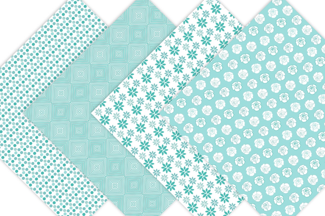 Teal Digital Paper Pack, Teal Scrapbook Paper, Teal Digital Backgrounds ...