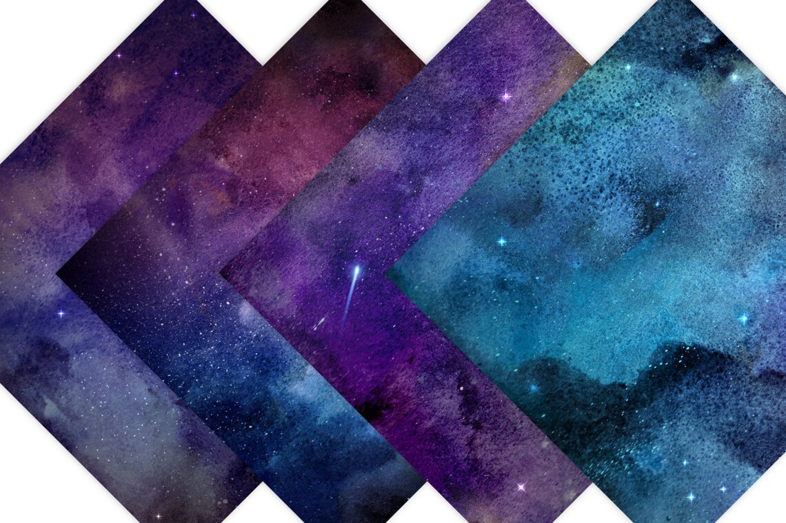 Galaxy Digital Paper watercolor Texture Watercolor | Etsy