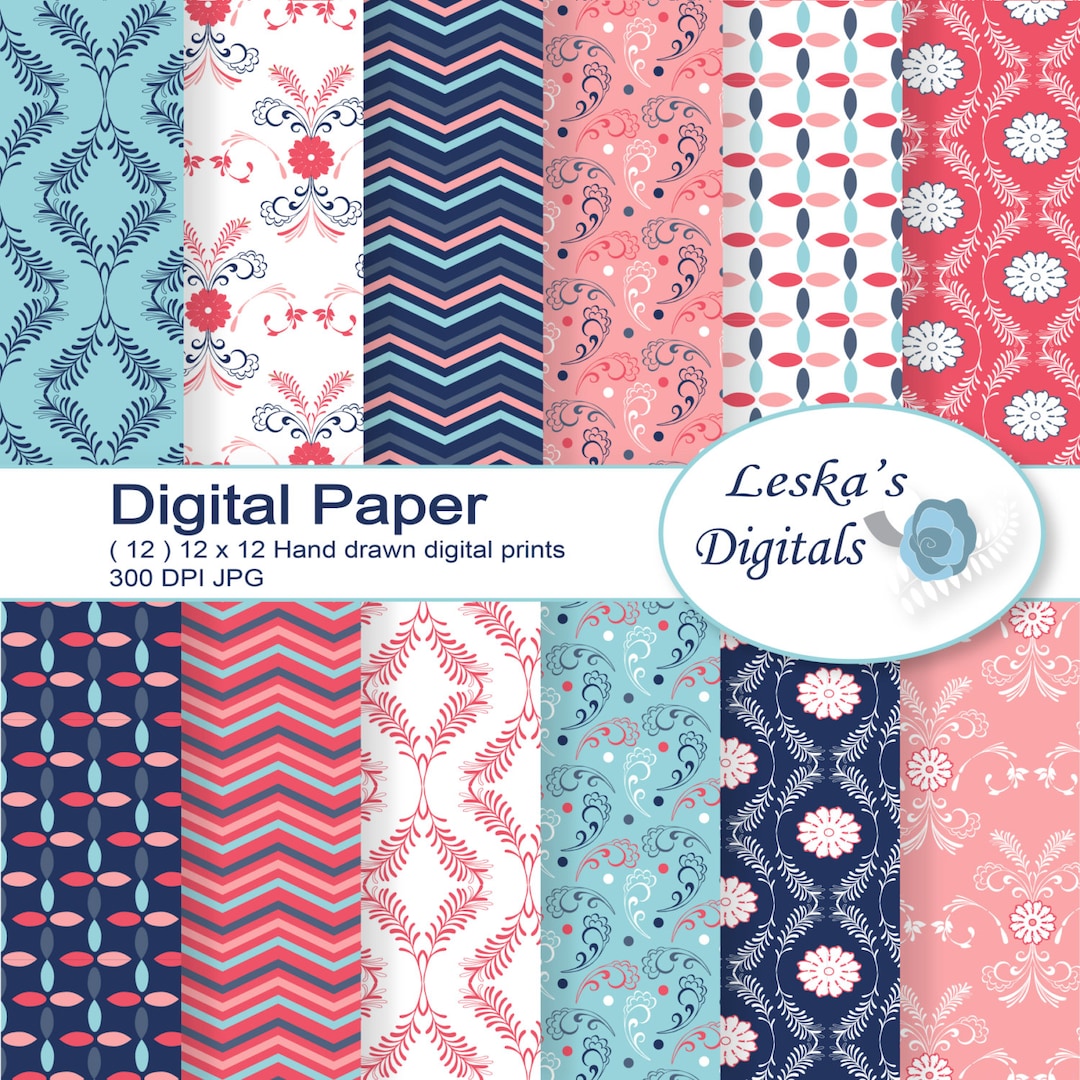 Digital Patterned Paper - Scrapbook Paper Pack, Pattern Backgrounds for ...