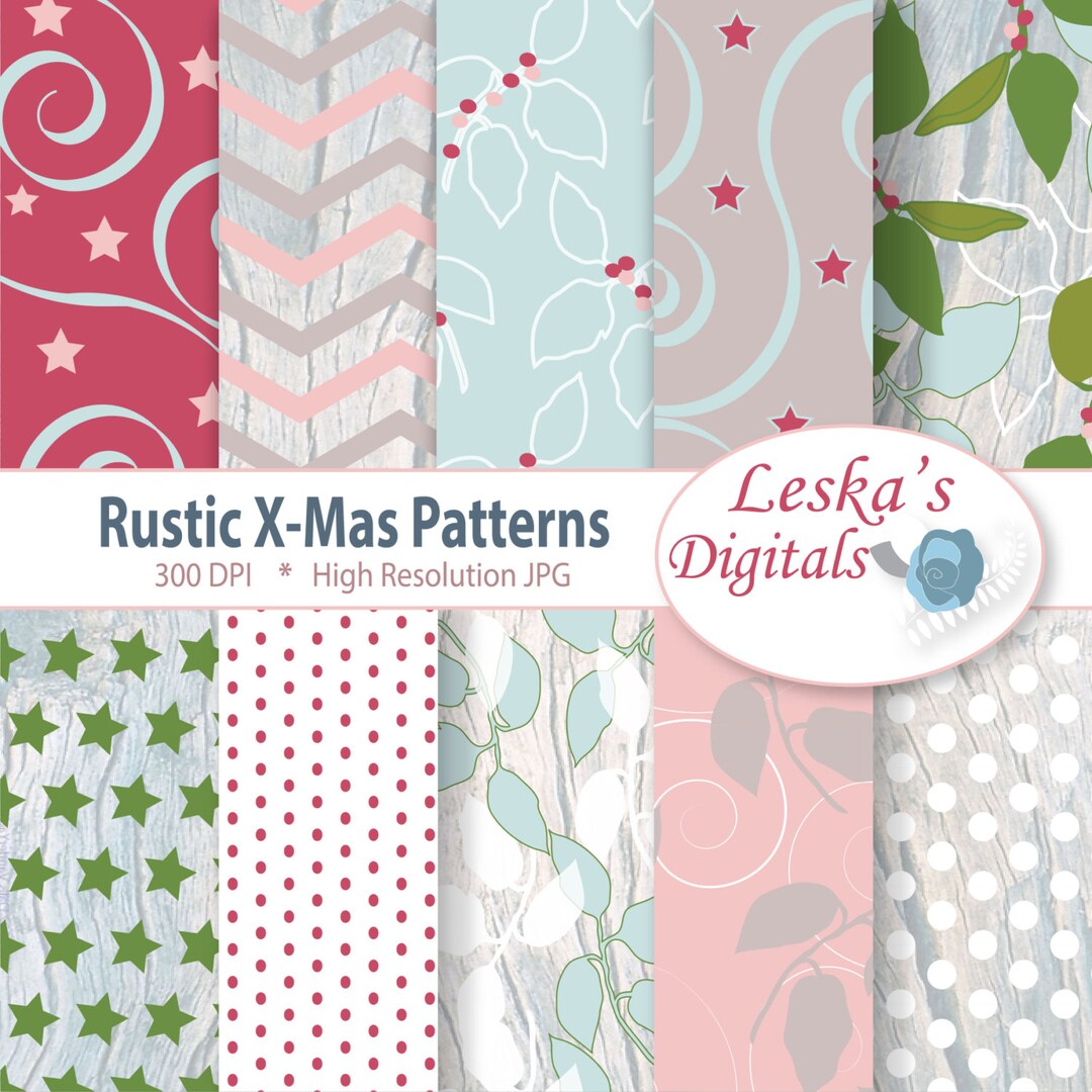 Rustic Christmas Digital Paper - Rustic Xmas Scrapbook Paper ...