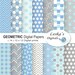 Blue Geometric Digital Paper - Geometric Digital Paper Pack - Scrapbook ...