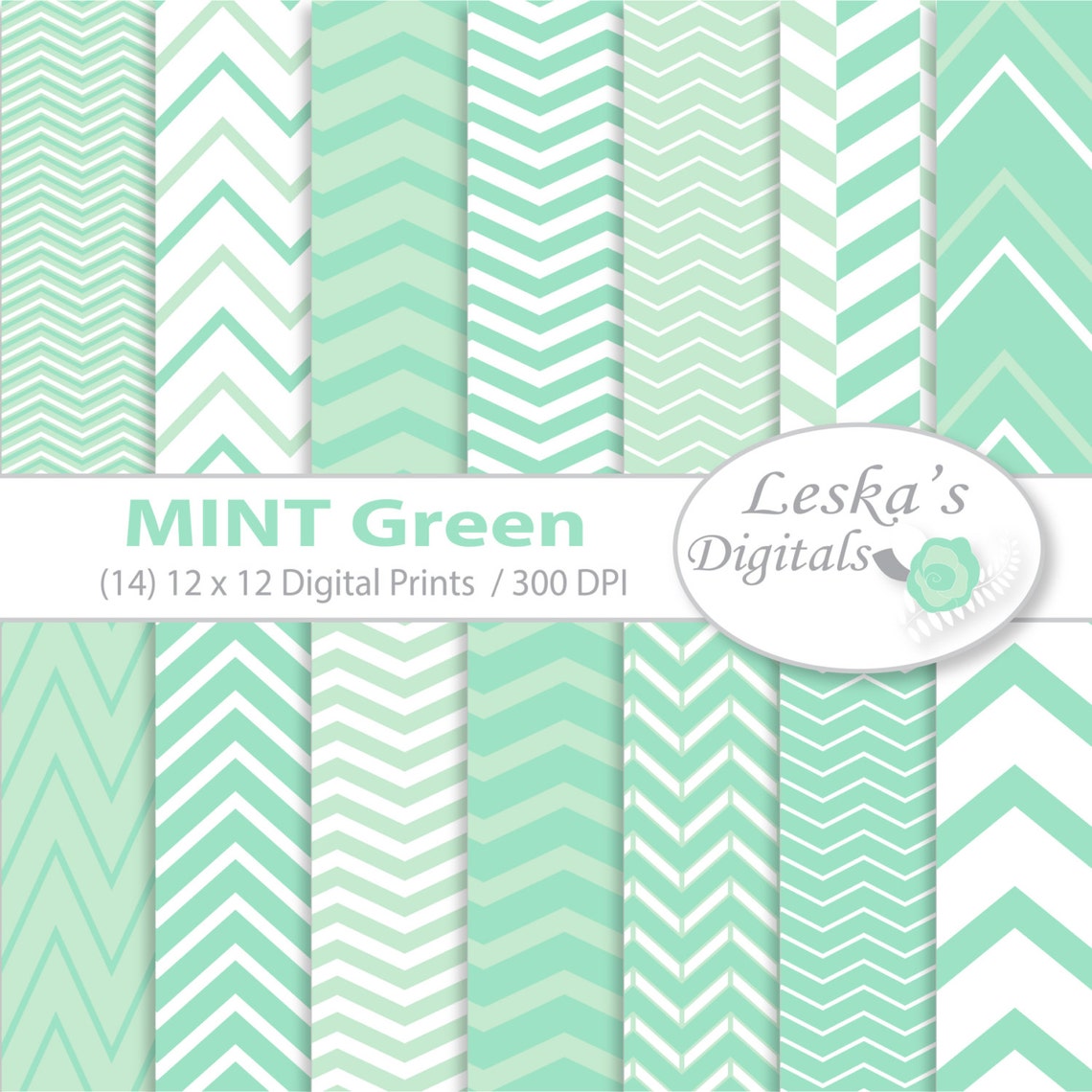 Mint Digital Paper Mint Green Chevron Digital Paper Mint - Etsy