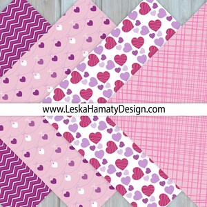 Valentine Digital Paper Pack, Hearts Digital Paper in Pink and Purple ...