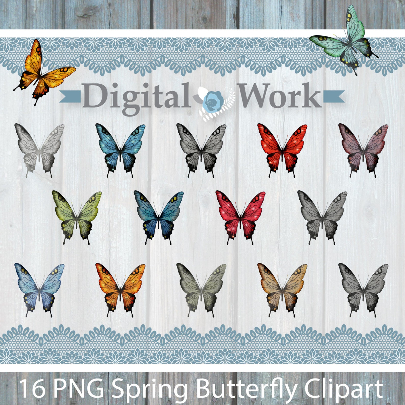 Butterfly Clipart: SPRING CLIPART Butterfly | Etsy