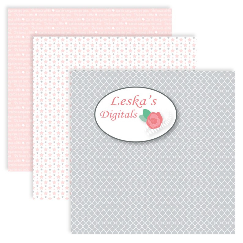 Baby Girl Digital Paper Pack pink and Grey Digital - Etsy