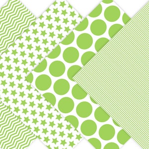 Lime Green Digital Paper Pack - Lime Green Scrapbook Paper - Commercial ...