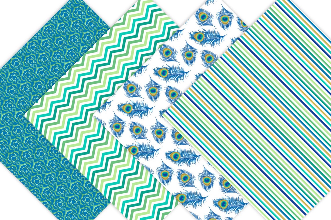 Peacock Scrapbooking Paper "peacock DIGITAL Paper" Feather Digital ...