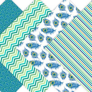 Peacock Scrapbooking Paper "peacock DIGITAL Paper" Feather Digital ...