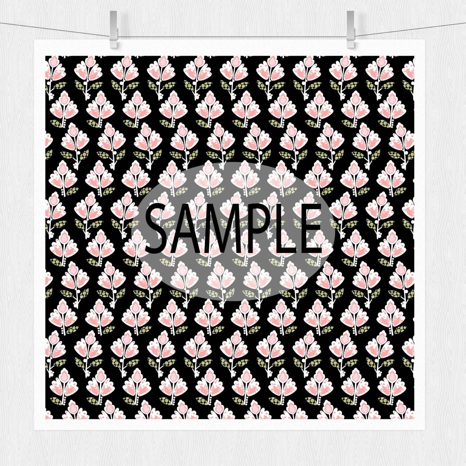 Pink and Black Digital Scrapbook Paper Floral Backgrounds - Etsy