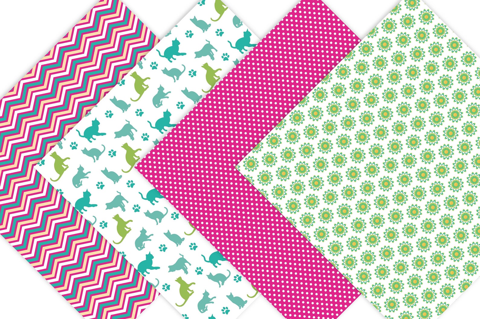 Kitty Cat Digital Scrapbook Paper Cat Patterned Paper Pack | Etsy