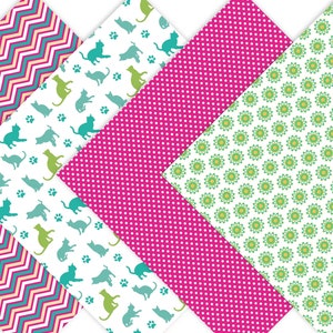 Kitty Cat Digital Scrapbook Paper, Cat Patterned Paper Pack, Kitty ...