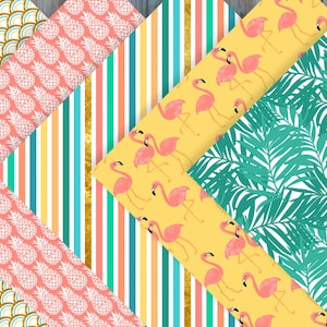 Summer Digital Papers "summer" Scrapbook Paper Pack of Flamingos ...