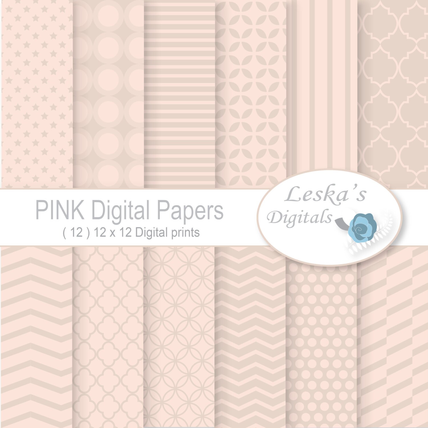 Pink Digital Paper: pink Pattern Paper Soft Pink - Etsy