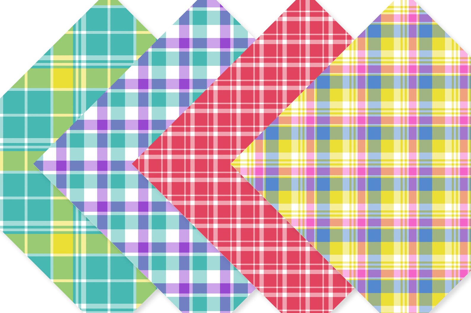 Digital Scrapbooking Plaids Colorful Bright Plaid Digital - Etsy
