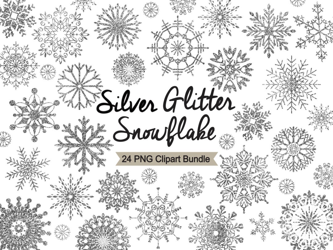 Snowflakes "silver Glitter" Christmas Clipart, Instant Download ...