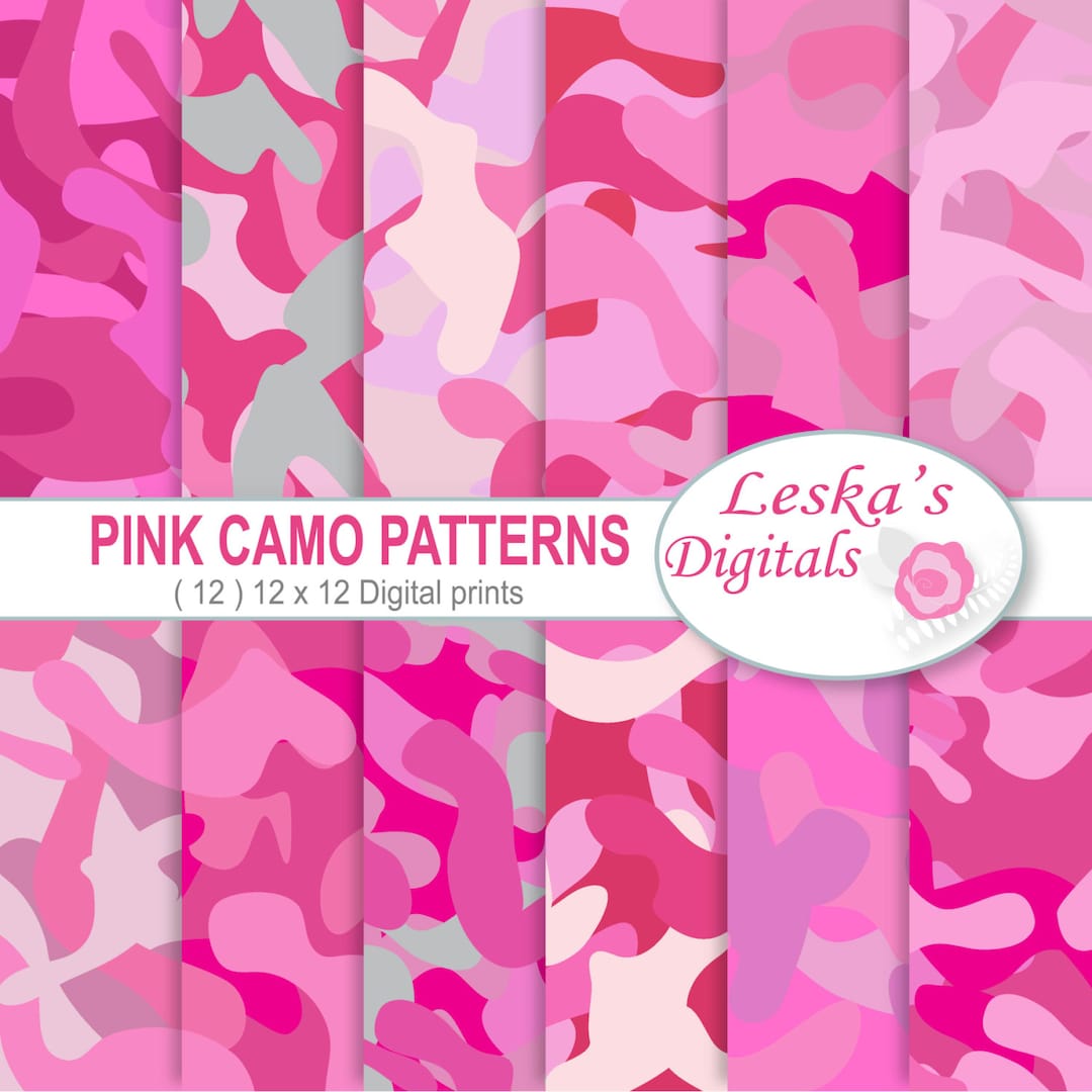 Pink Camo Digital Paper, Pink Camouflage Digital Paper Pack, Camo ...