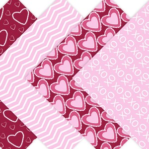 Valentine Digital Paper, Heart Digital Backgrounds, Pink Digital Paper ...